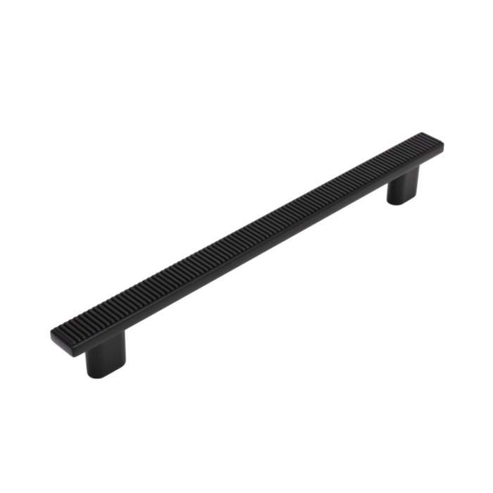 Matt Black Finish Ribbed Cupboard D Shaped Pull Handle